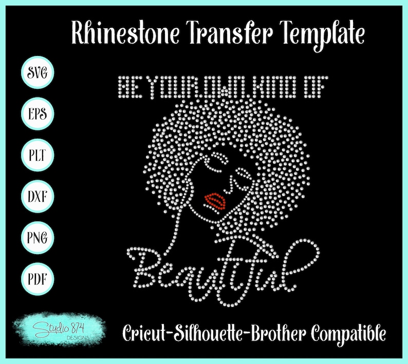 Afro Rhinestone SVG Template Beautiful EPS Instant Download - Etsy