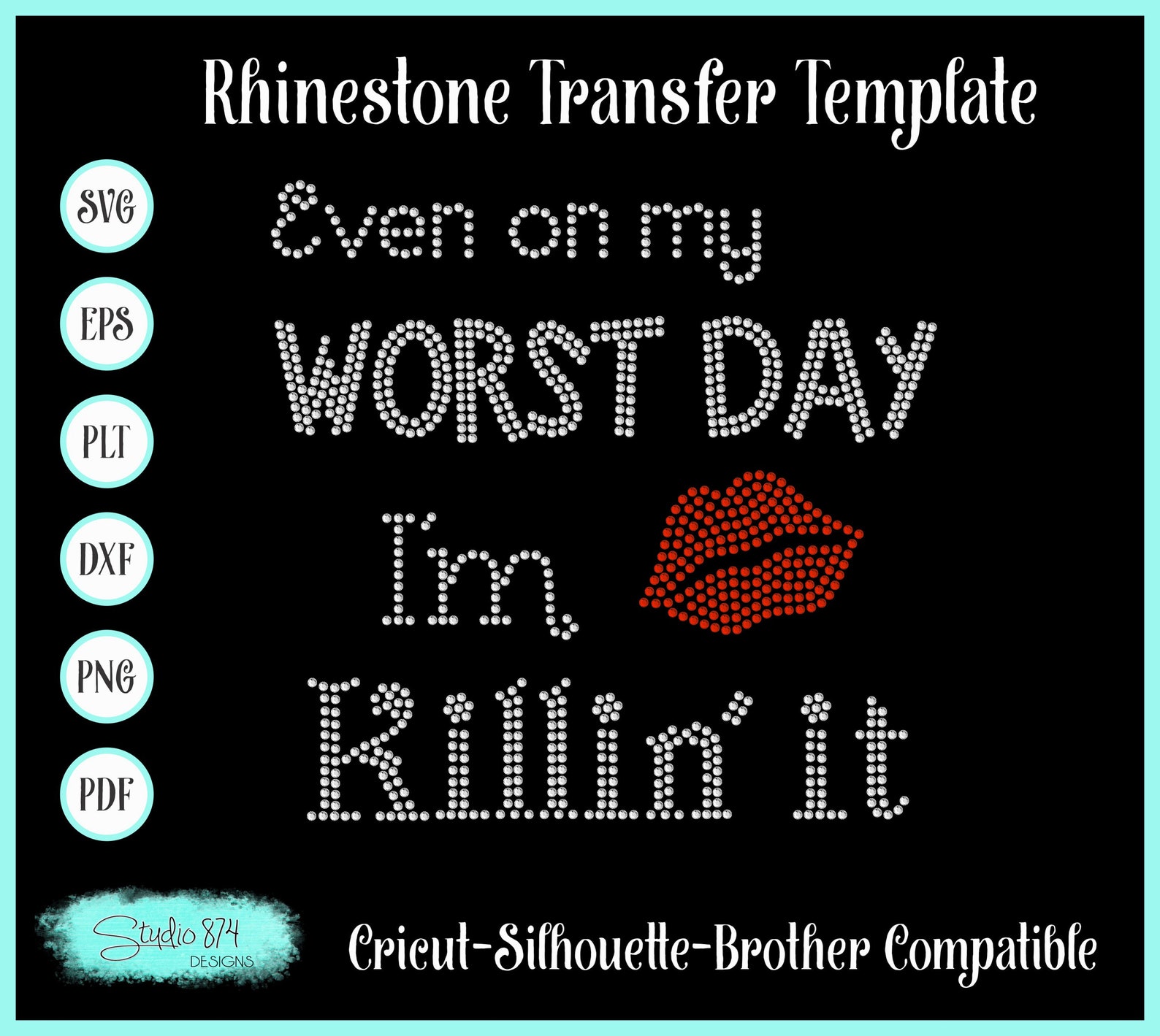 Diva Rhinestone SVG Template EPS Instant Download Lips - Etsy
