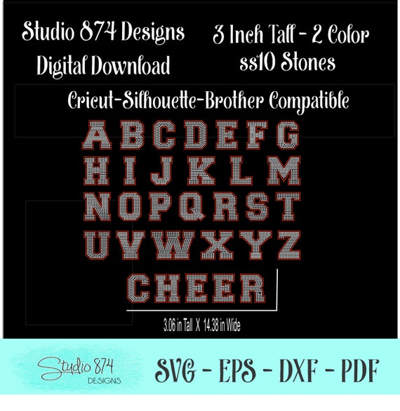 Rhinestone SVG Athletic Jersey Letters 3 Inch Tall Two - Etsy