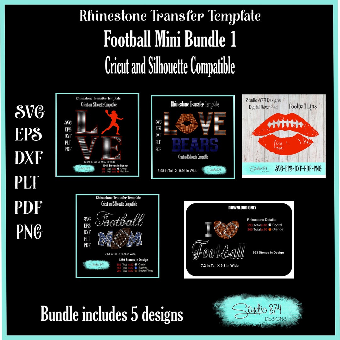 Football Mini Bundle #1 Rhinestone Transfer Template SVG Download - Etsy