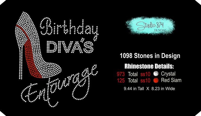 Birthday Diva Entourage Rhinestone SVG Transfer Template EPS - Etsy