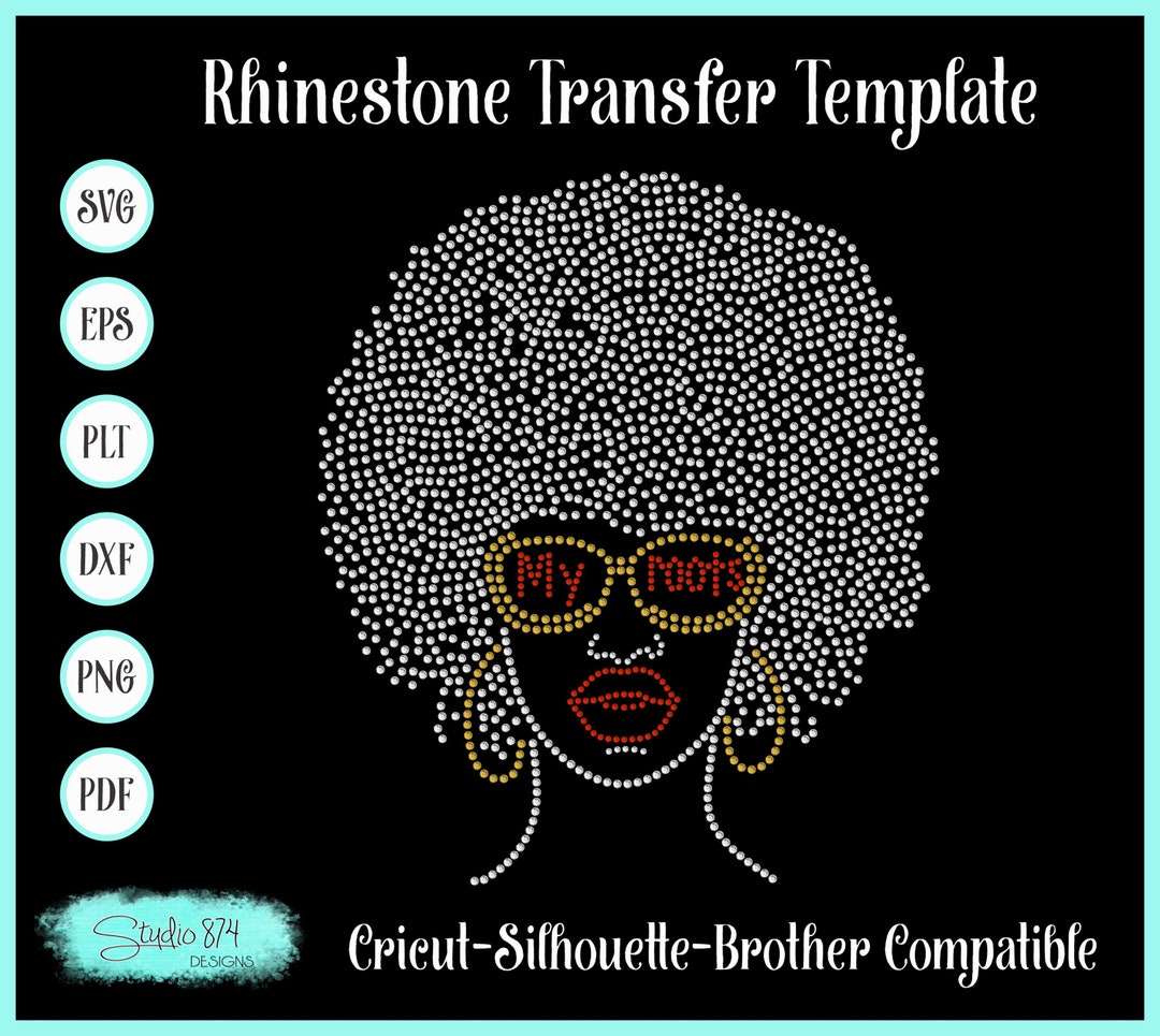 Afro Girl Rhinestone SVG Template - Faux Rhinestone Design - Sticky ...