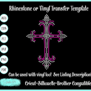 Cross Rhinestone Transfer SVG Download - Template Pattern Stencil - DIY ...