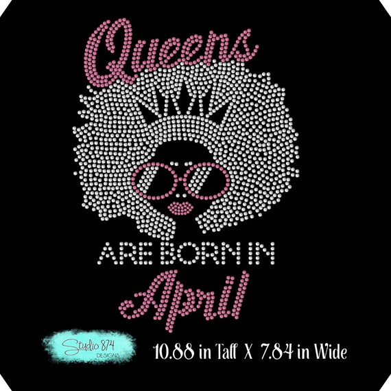 Birthday Queen Rhinestone SVG Template April Bday Sticky - Etsy