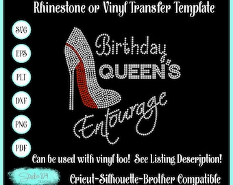 Birthday Queen Squad Rhinestone SVG Instant Download Sticky | Etsy