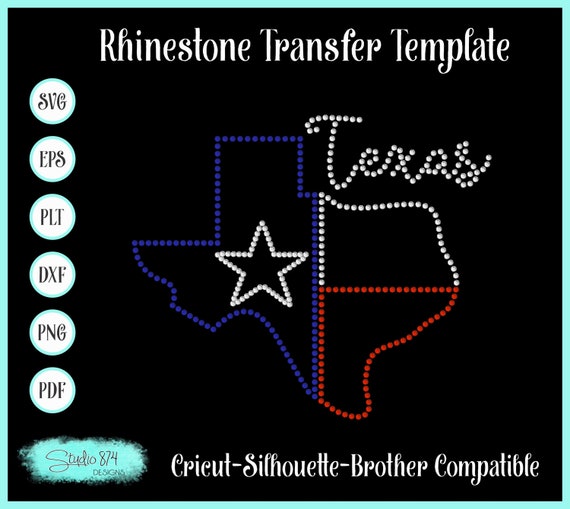 Texas Rhinestone Transfer Template Pattern Stencil American | Etsy