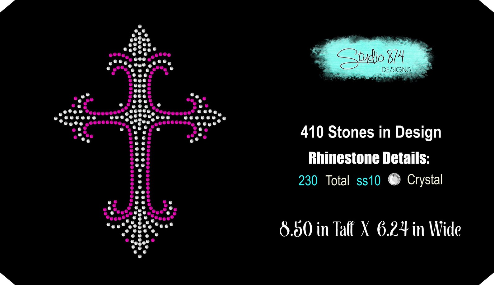 Cross Rhinestone Transfer SVG Download Template Pattern | Etsy