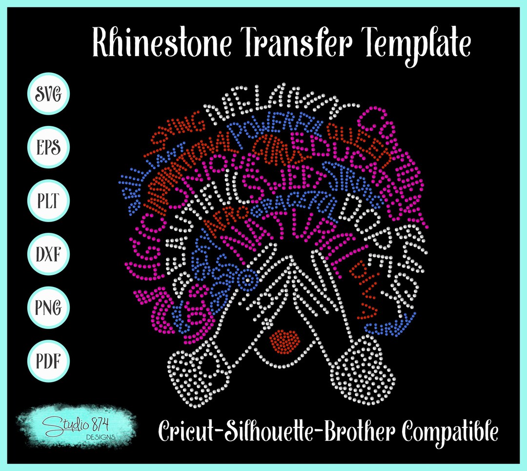 Afro Girl Rhinestone SVG Template, Words Design (digital Download) - Etsy