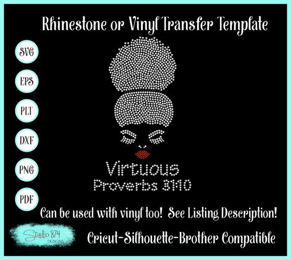 Afro Rhinestone SVG Template Faith Sticky Flock Digital | Etsy