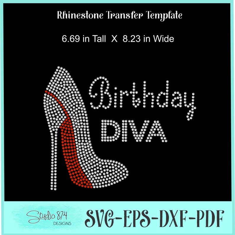 Bundle Birthday Diva and Girl Rhinestone Transfer Template | Etsy