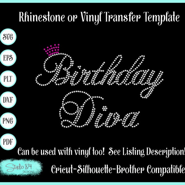 Diva Rhinestone Template - Etsy