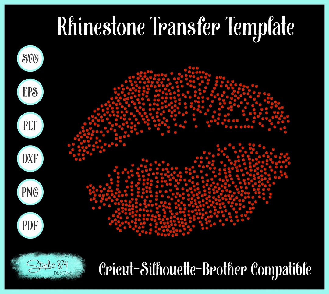 Lips Rhinestone Template SVG Instant Download - Scattered Red Lips EPS ...
