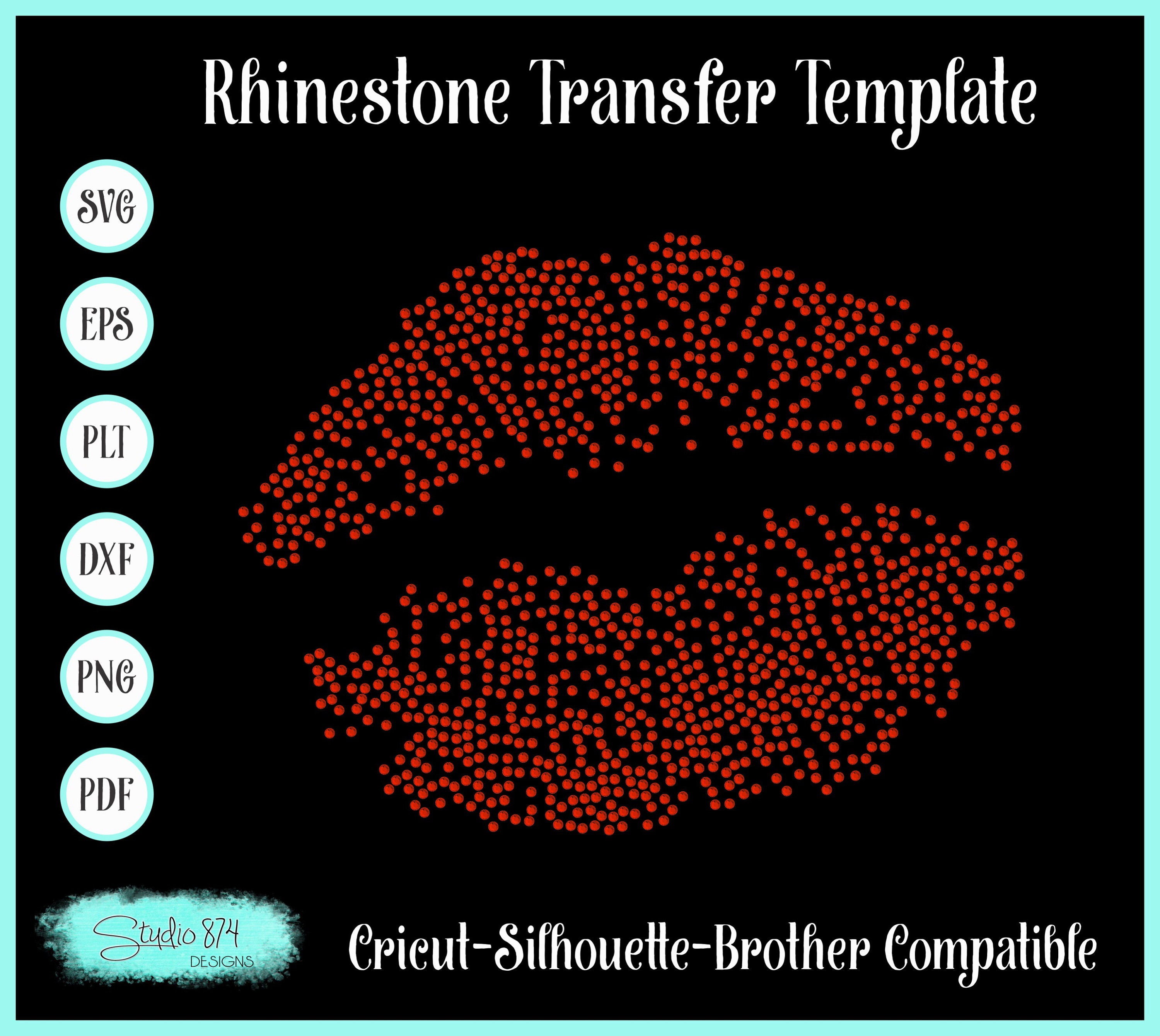Lips Rhinestone Template SVG Instant Download Scattered Red | Etsy