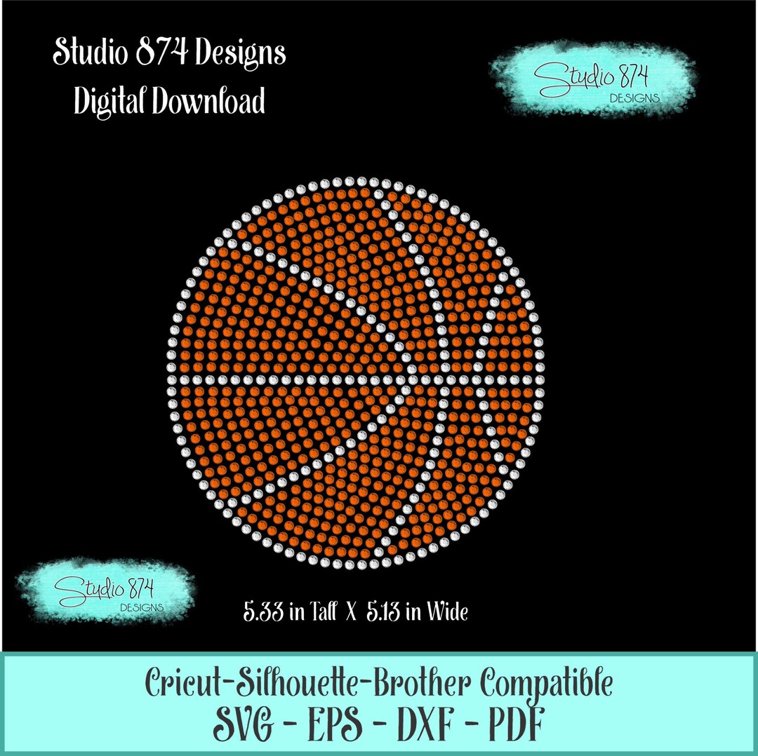 Basketball Rhinestone SVG Transfer Template - EPS Sticky Flock - 5 Inch ...