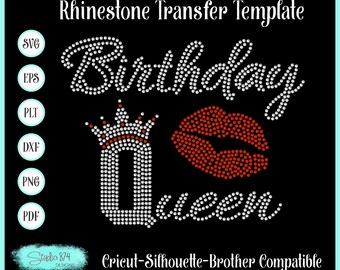 Birthday Girl Rhinestone SVG Template Sticky Flock EPS | Etsy