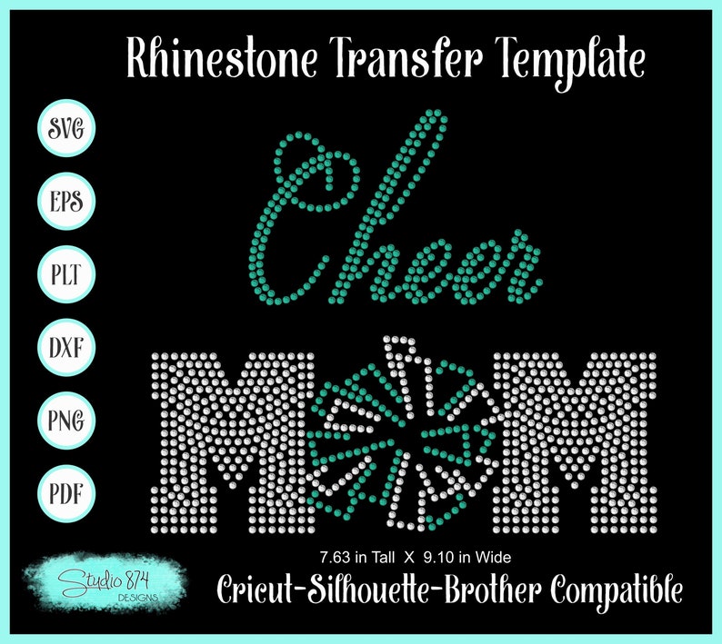 Cheer Mom Rhinestone SVG Transfer Template Sticky Flock EPS - Etsy
