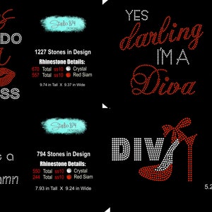 Diva Rhinestone Template MEGA Bundle – SVG, HTV, Faux Rhinestone ...