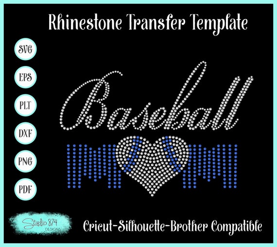 Baseball Mom Rhinestone SVG Template Bling Sticky Flock | Etsy