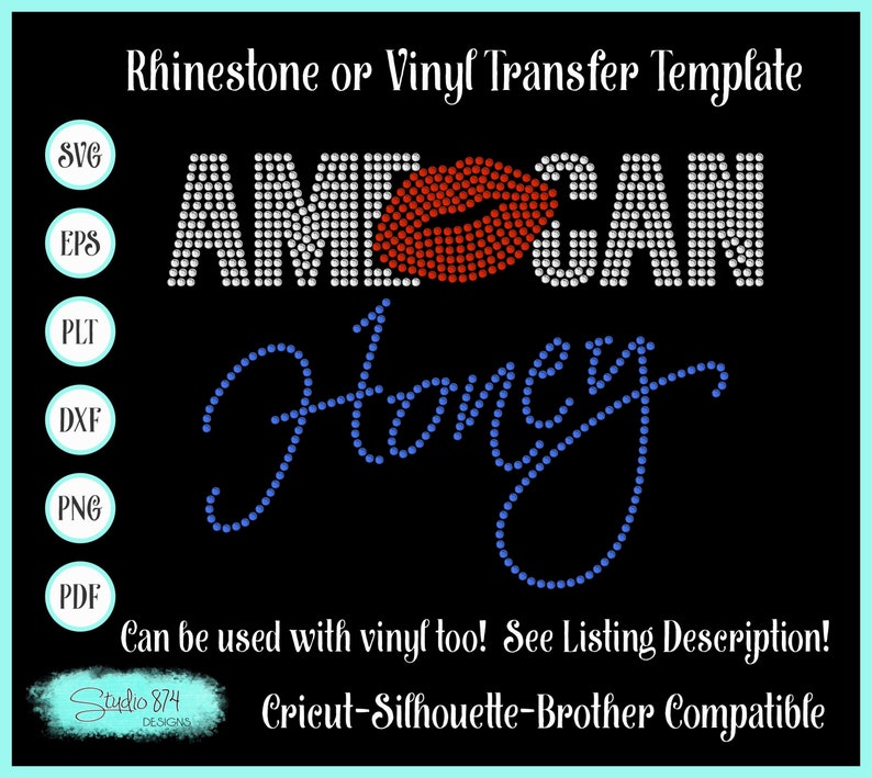 Patriotic Rhinestone SVG Digital Download American Honey - Etsy