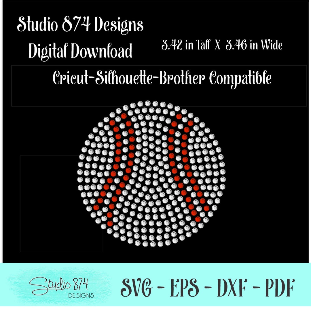 Rhinestone Transfer Template Pattern Baseball Add-on - 3.5 in ...