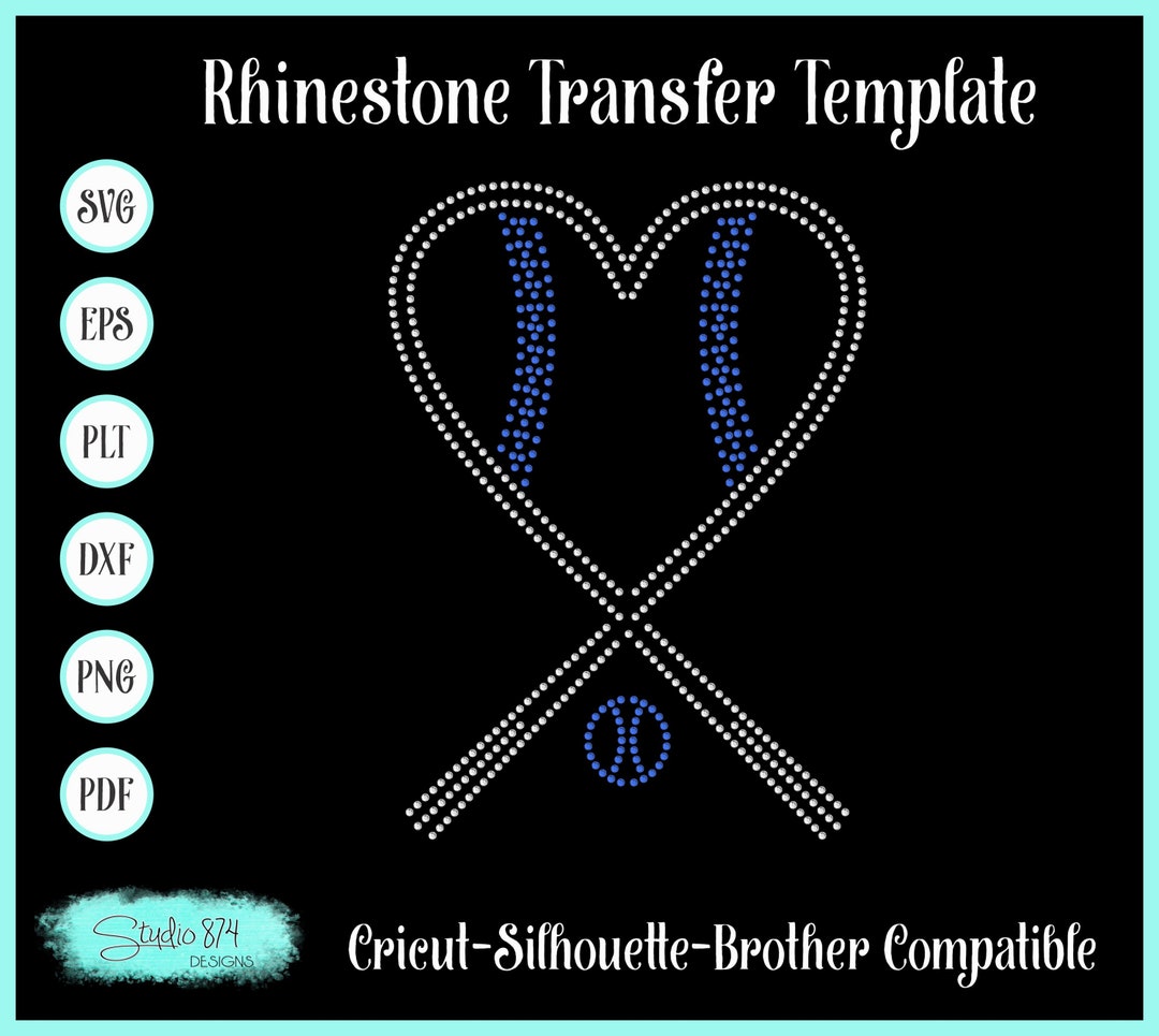 Baseball Rhinestone SVG Transfer Template - EPS Instant Download - Etsy