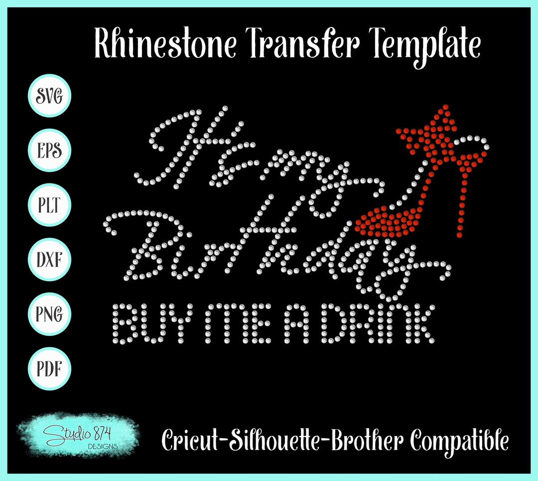 Birthday Rhinestone SVG Digital Download - EPS Sticky Flock Template - Etsy