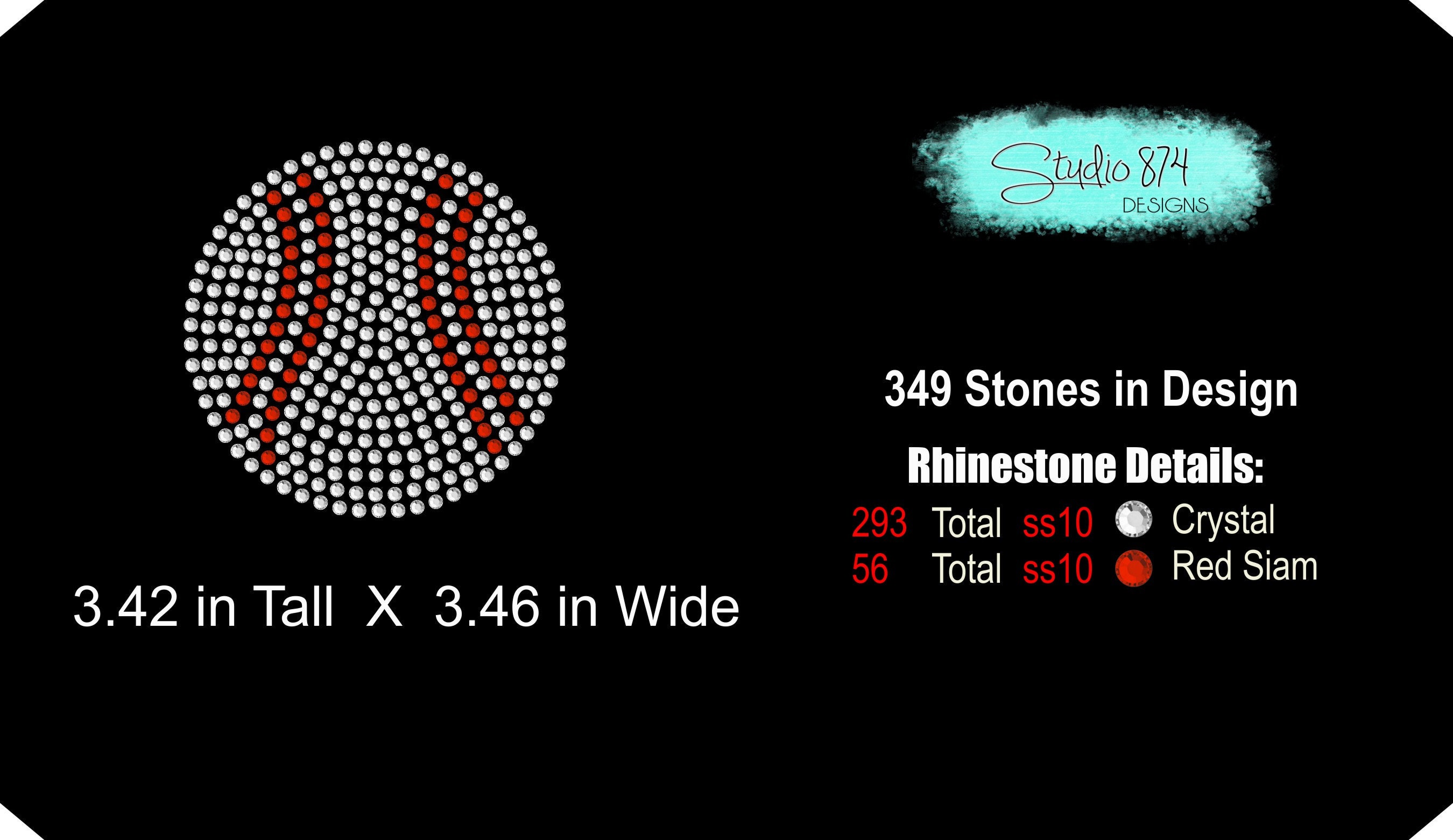 Rhinestone Transfer Template Pattern Baseball Add-on - 3.5 in ...