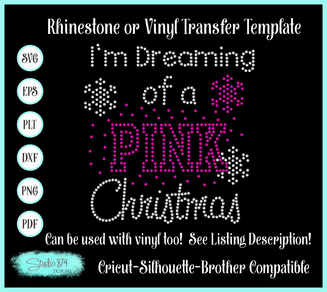 Christmas Rhinestone SVG Template - Pink Christmas Instant Download ...