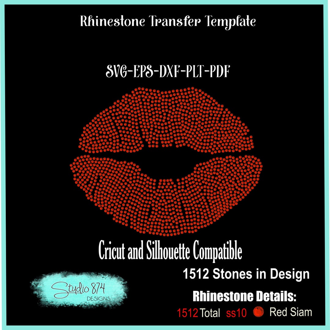 Lips Rhinestone SVG Template - Red Lips EPS Digital Download - Etsy
