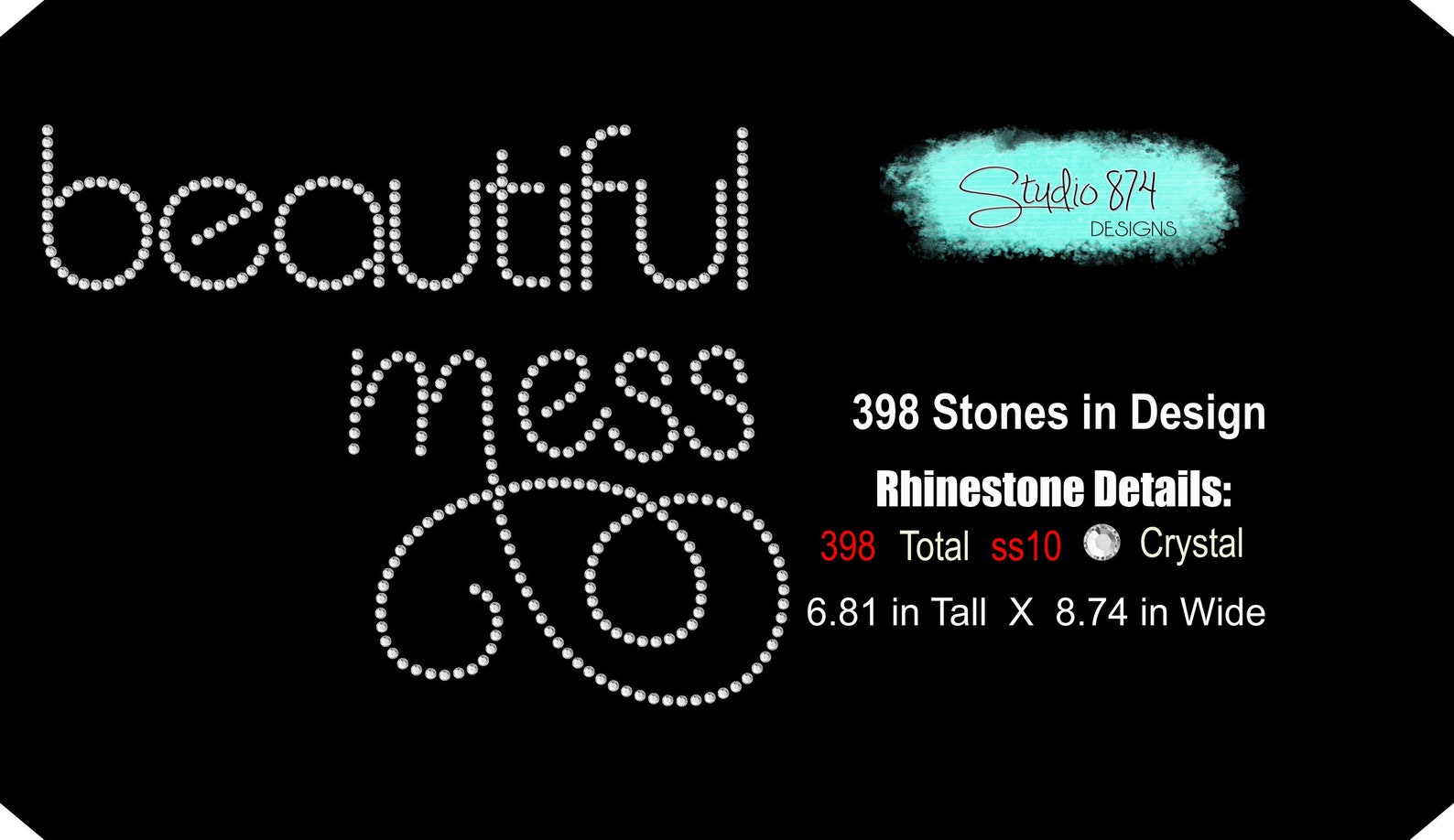 Rhinestone SVG Digital Download Beautiful Mess Transfer - Etsy