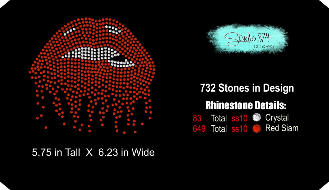 Lips Rhinestone SVG Template - EPS Instant Download Dripping Lips - Etsy