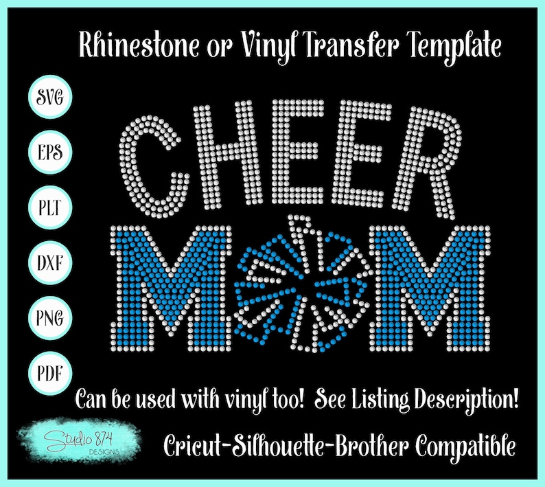 Cheer Mom Rhinestone SVG Transfer Template Cheerleading EPS - Etsy