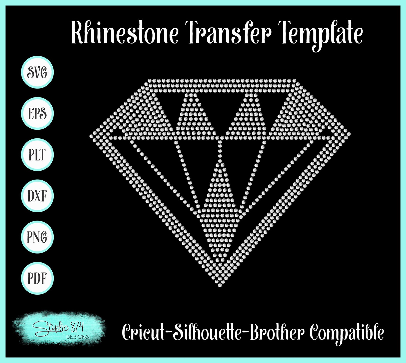 Diamond Rhinestone Instant Digital Download SVG, EPS Transfer Template ...