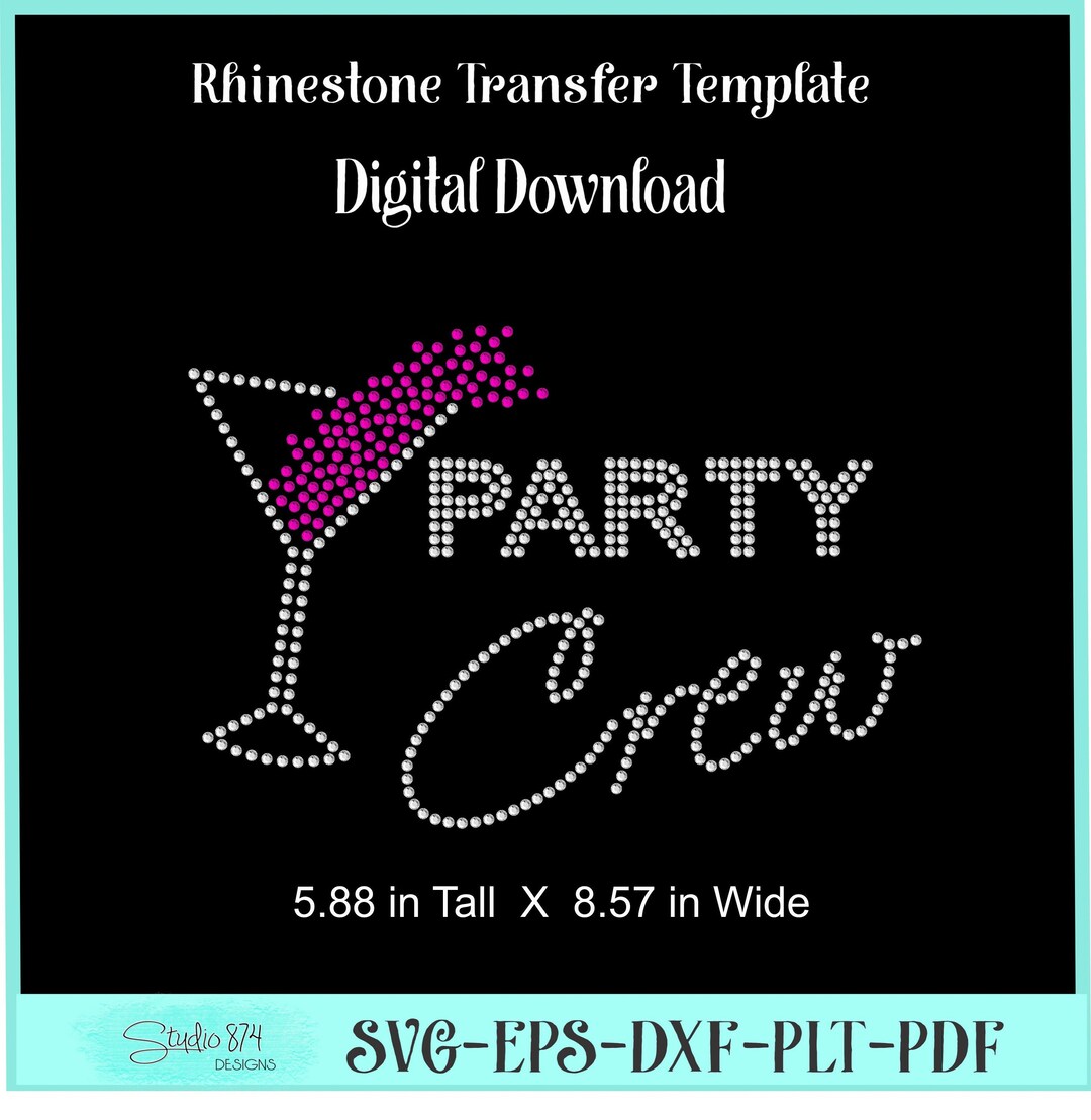 Party Crew Birthday Rhinestone Instant Download SVG, EPS Bling Digital ...