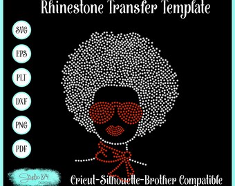Afro Woman Rhinestone Template Digital Download Svg Eps - Etsy