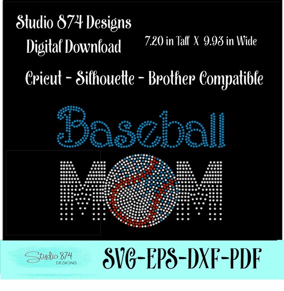 Baseball Mom Rhinestone Transfer Template Bling SVG Instant | Etsy