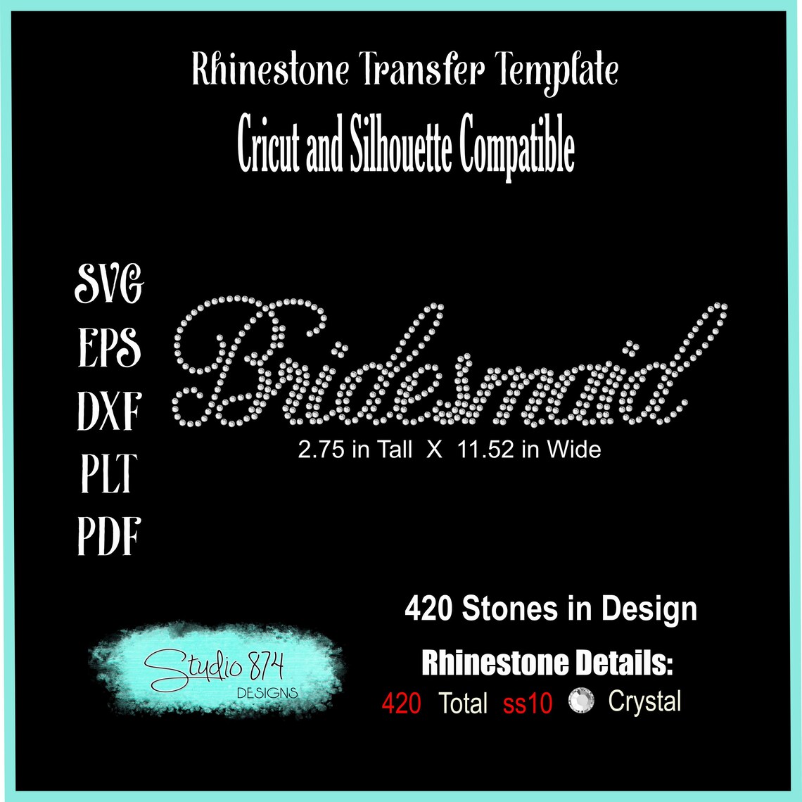 Bridal Party Rhinestone Transfer Template for | Etsy