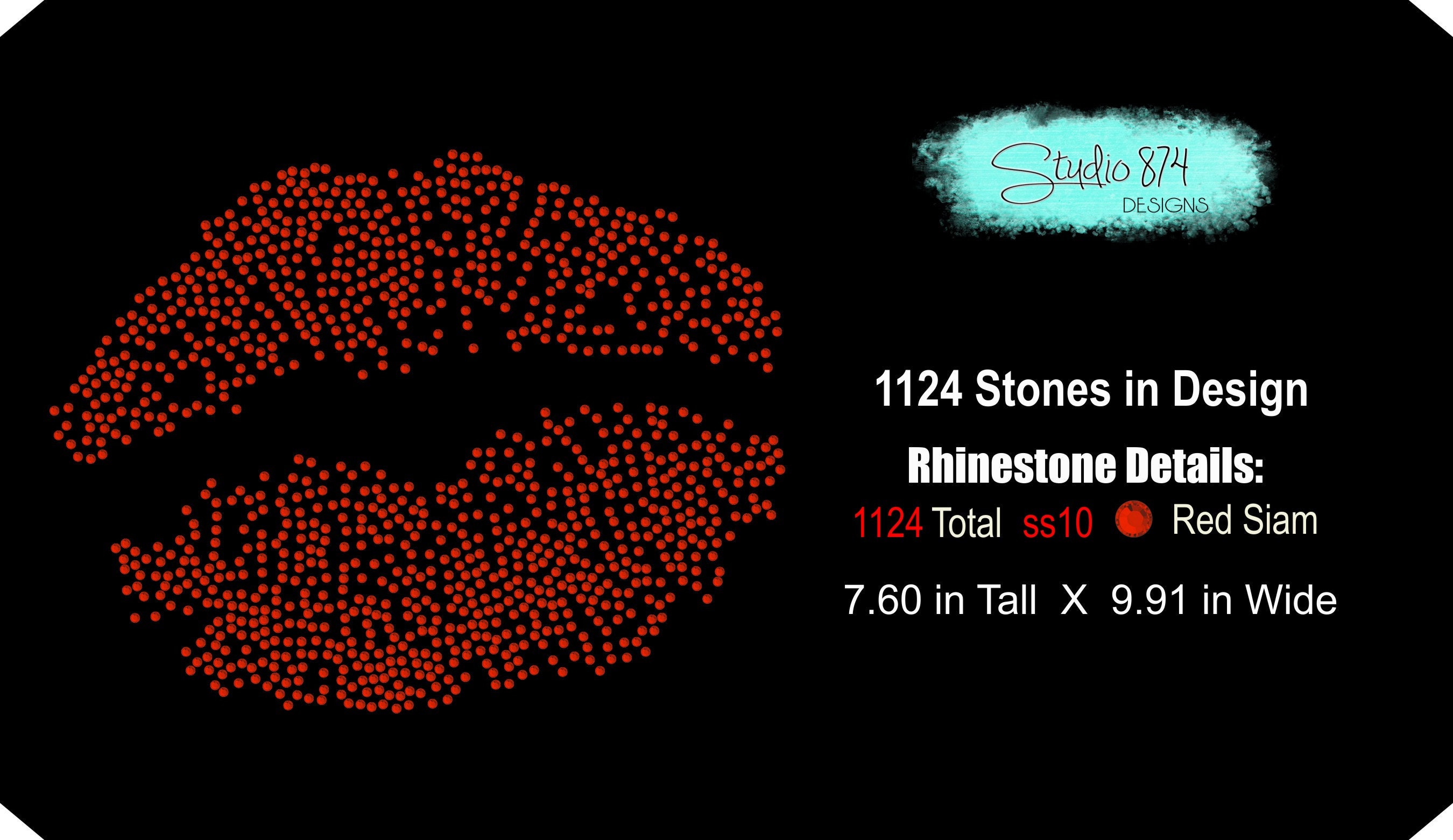 Lips Rhinestone Template SVG Instant Download Scattered Red | Etsy