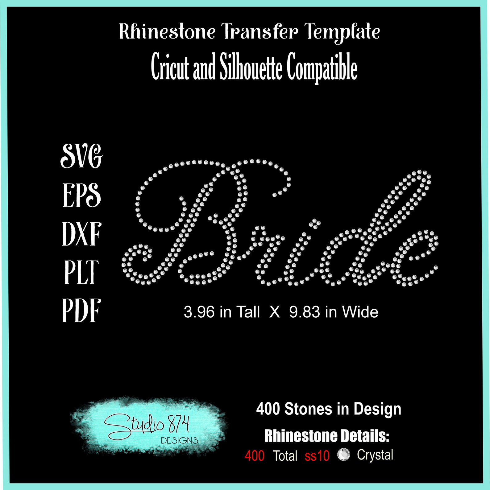 Bridal Party Rhinestone Transfer Template for Bride-wedding ...