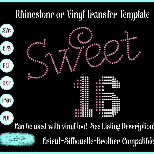 Sweet 16 Rhinestone Template - Etsy