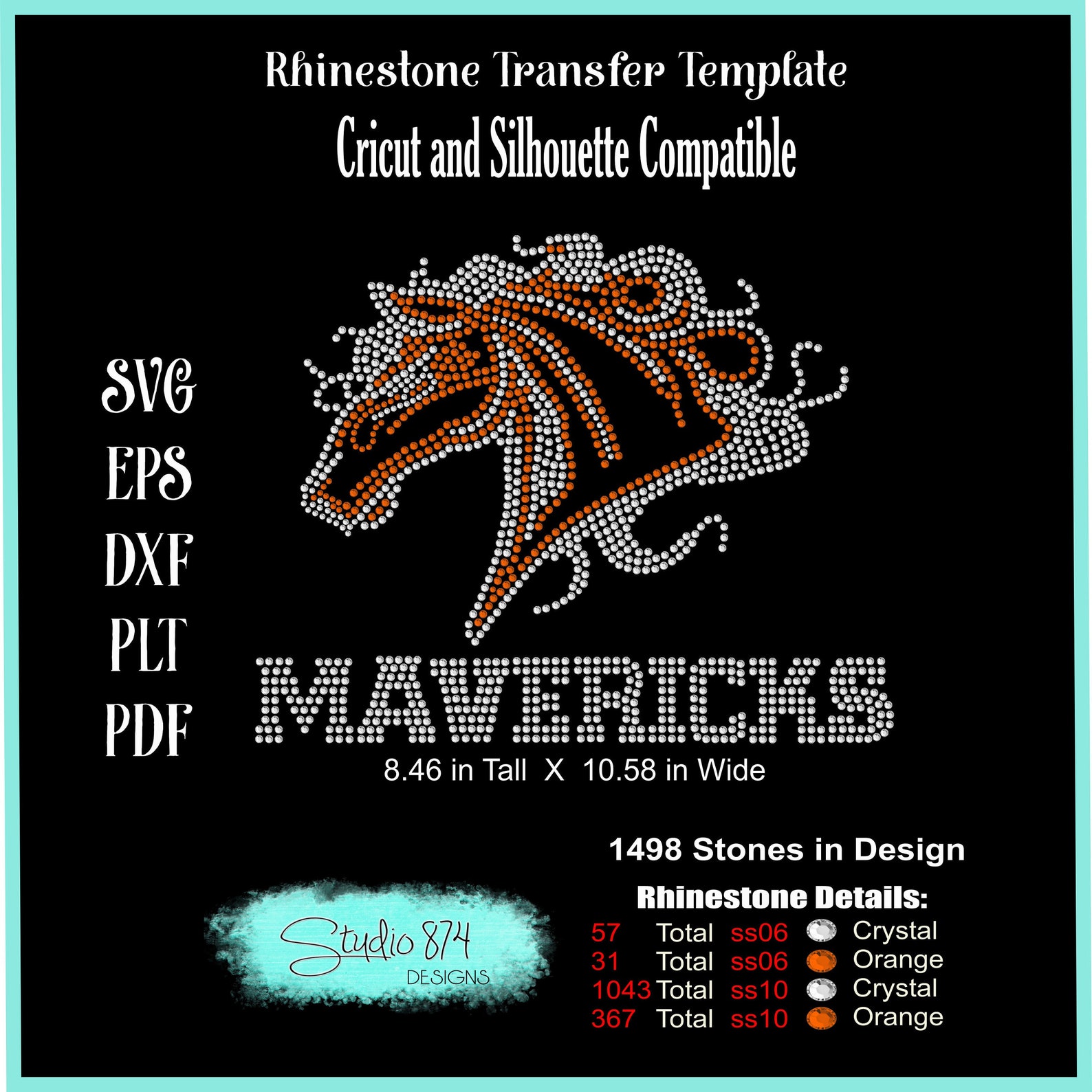 Mavericks Horse Mascot Rhinestone Transfer Template School - Etsy