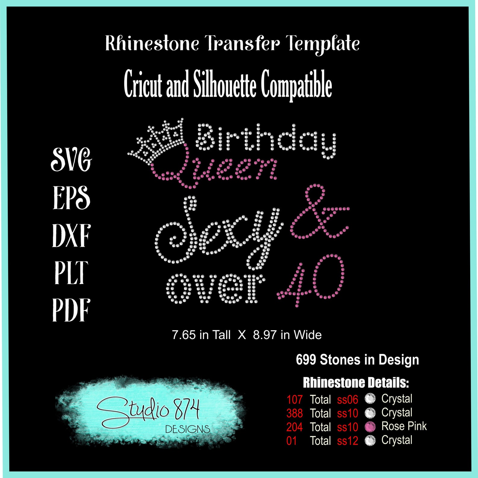 Birthday Queen Rhinestone Template Bundle SVG Download 3 - Etsy