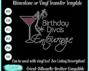 Birthday Diva Rhinestone SVG Template Sticky Flock EPS | Etsy