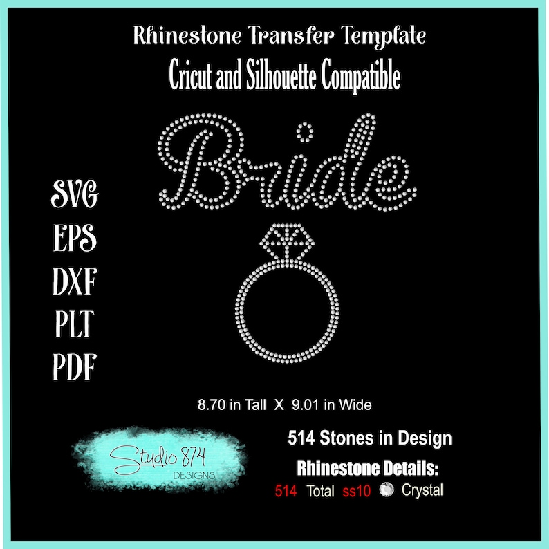 Bride Oversized Rhinestone Transfer Template for - Etsy