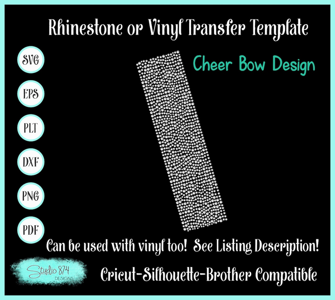 Cheer Bow Rhinestone SVG Template, Faux Rhinestone Design, Sticky Flock ...