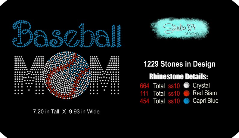 Baseball Mom Rhinestone Transfer Template Bling SVG Instant | Etsy