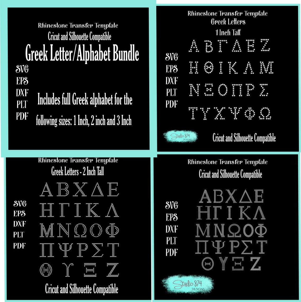 Rhinestone Greek Alphabet SVG BUNDLE Template Font Letters | Etsy Canada