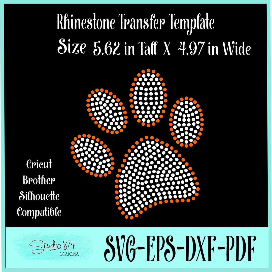 Paw Rhinestone SVG Template - Tigers Mascot, Mascot Cougars - Etsy