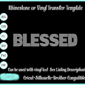 Blessed Rhinestone SVG Template - EPS Sticky Flock Instant Download - Etsy