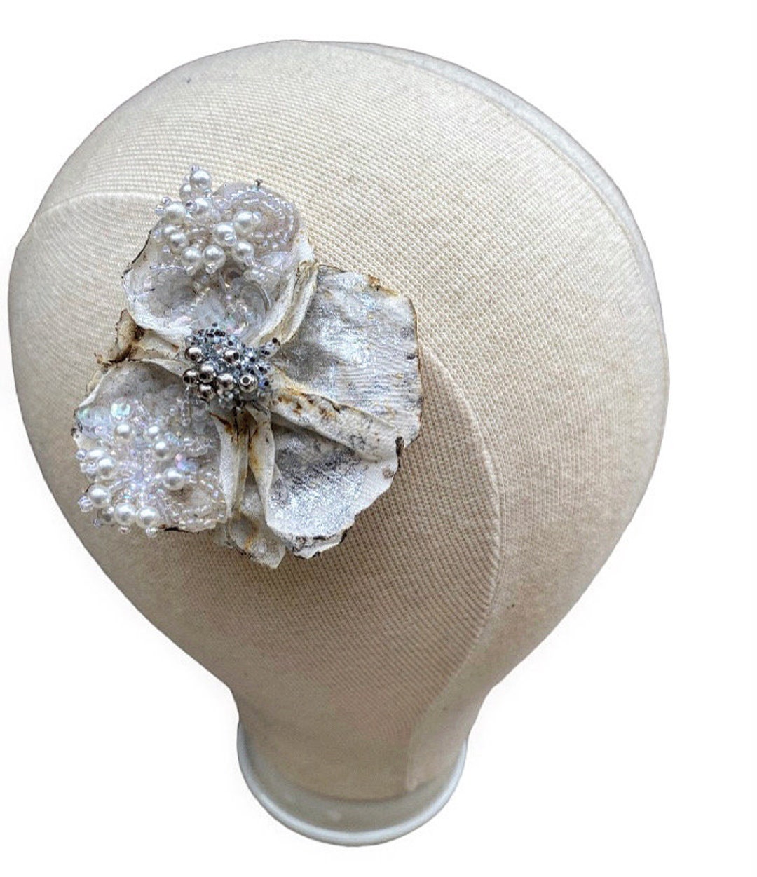 White Flower Headwear, White Flower Hair Clip, Silk Flower Clip, Silk ...